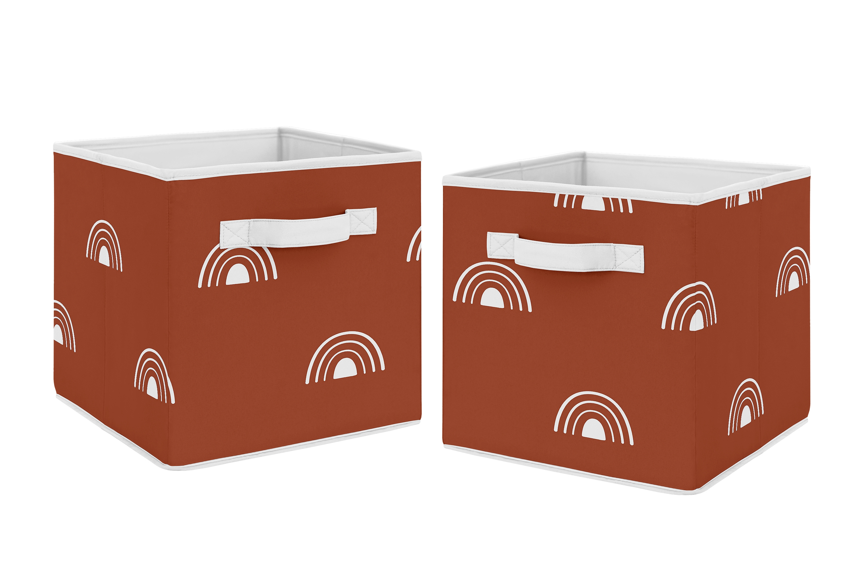 Boho Rainbow Rust and White Fabric Storage Bins (Set of 2) by Sweet ...