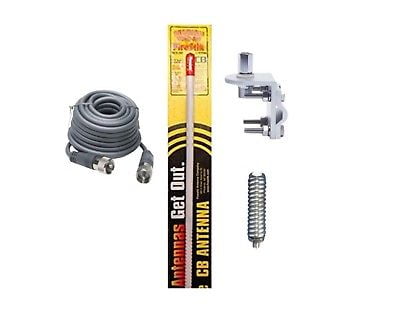 NEW FIRESTIK KW4 W, KW4 4FT WHITE CB ANTENNA, 18FT RG8X COAX, MOUNT ...