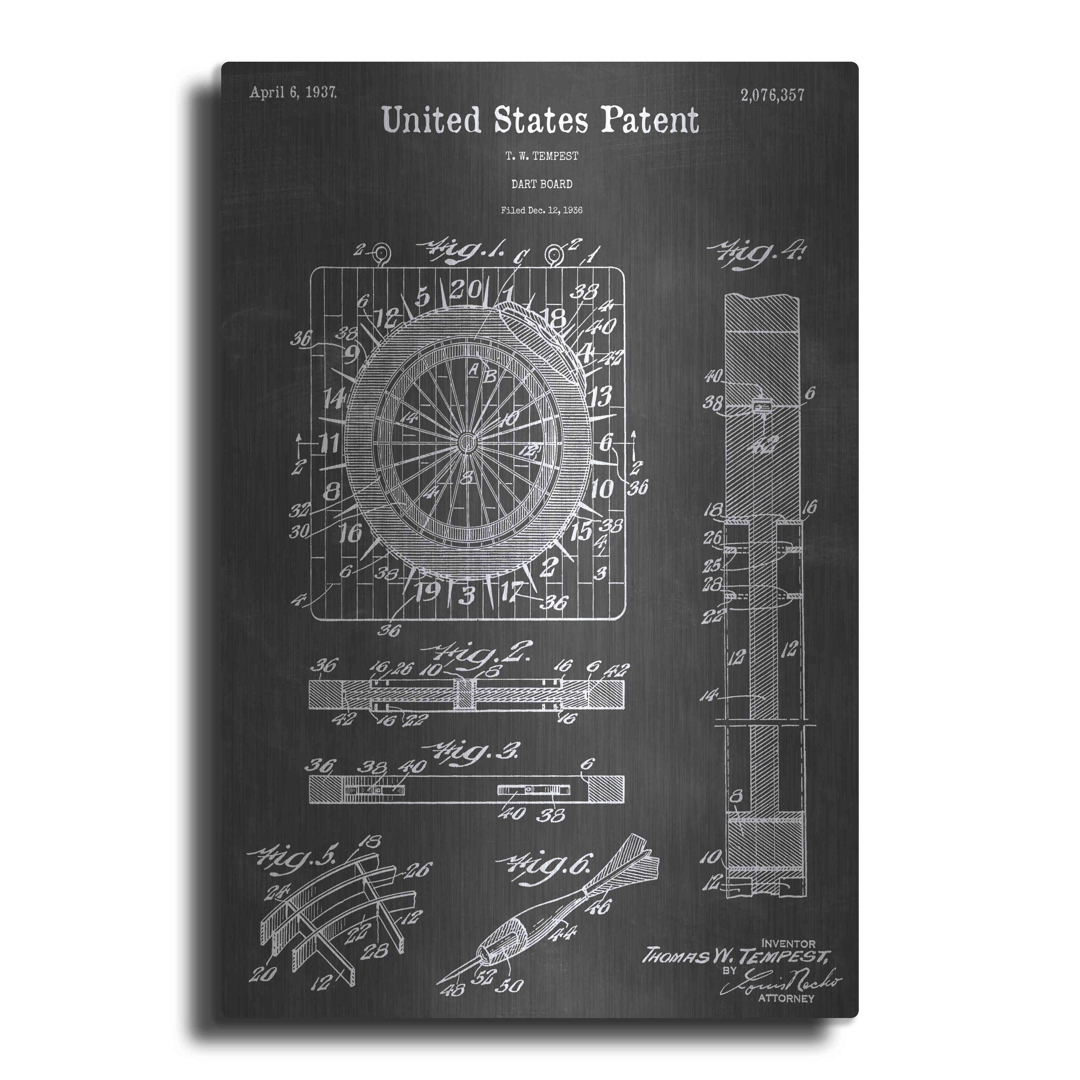 Luxe Metal Art 'Dart Vintage Patent Blueprint' by Epic Portfolio, Metal ...
