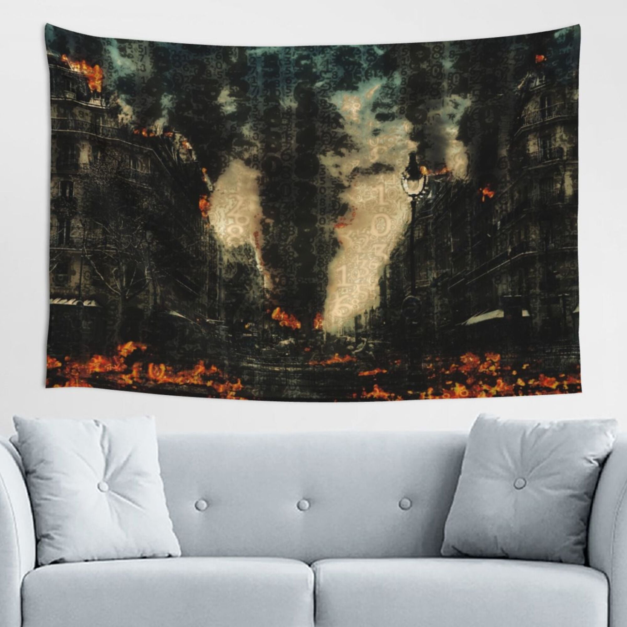 Dark Night Doomsday Tapestry, Apocalyptic Fire Wall Hanging Tapestries ...