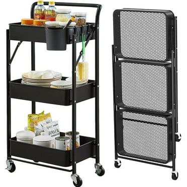 1pc 3 Tier Mesh Wire Rolling Cart, Kitchen Storage Organizer Utility ...