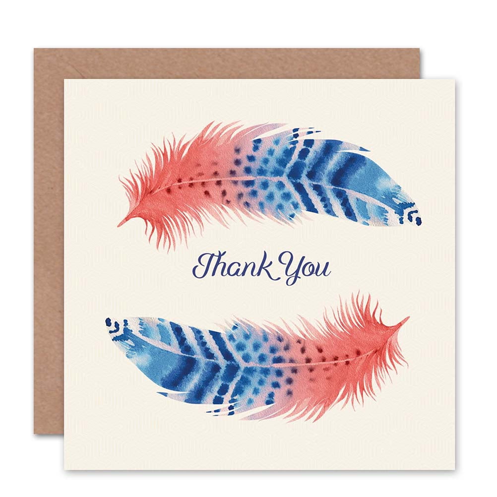 Thank You Feather Watercolour Greetings Card Plus Envelope Blank inside ...