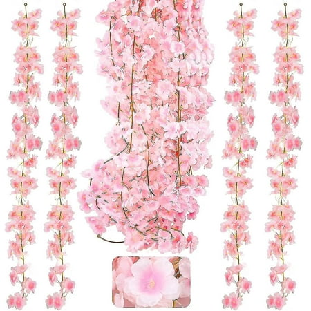 Set Of 4 X 1.8m Silk Artificial Cherry Blossom Garlands Hanging For ...
