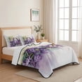 90x96in Quilt Bedding Set, Watercolor Sparrow Bird Lavender Lightweight ...