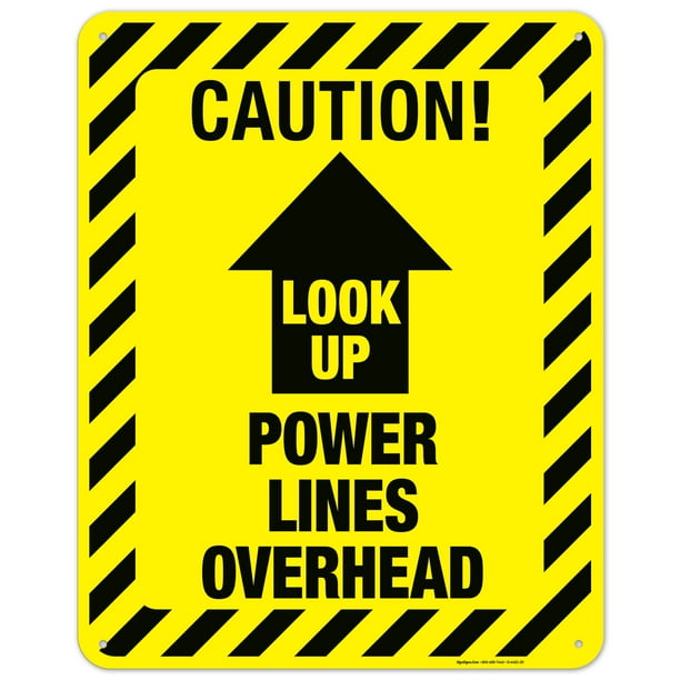 Power Lines Overhead Sign, OSHA Caution Sign, - Walmart.com