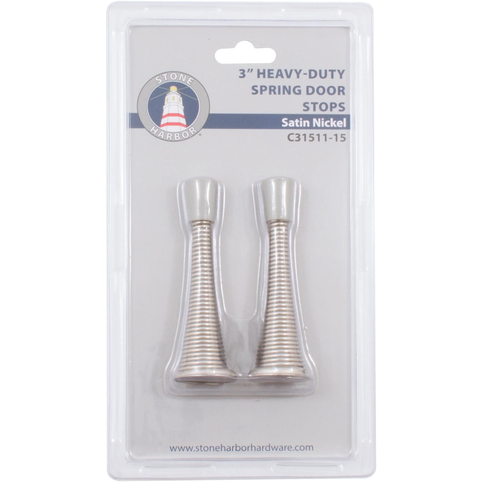 Heavy-Duty Spring Door Stop, 3 Inches, 2-Pack, Satin Nickel by Stone ...