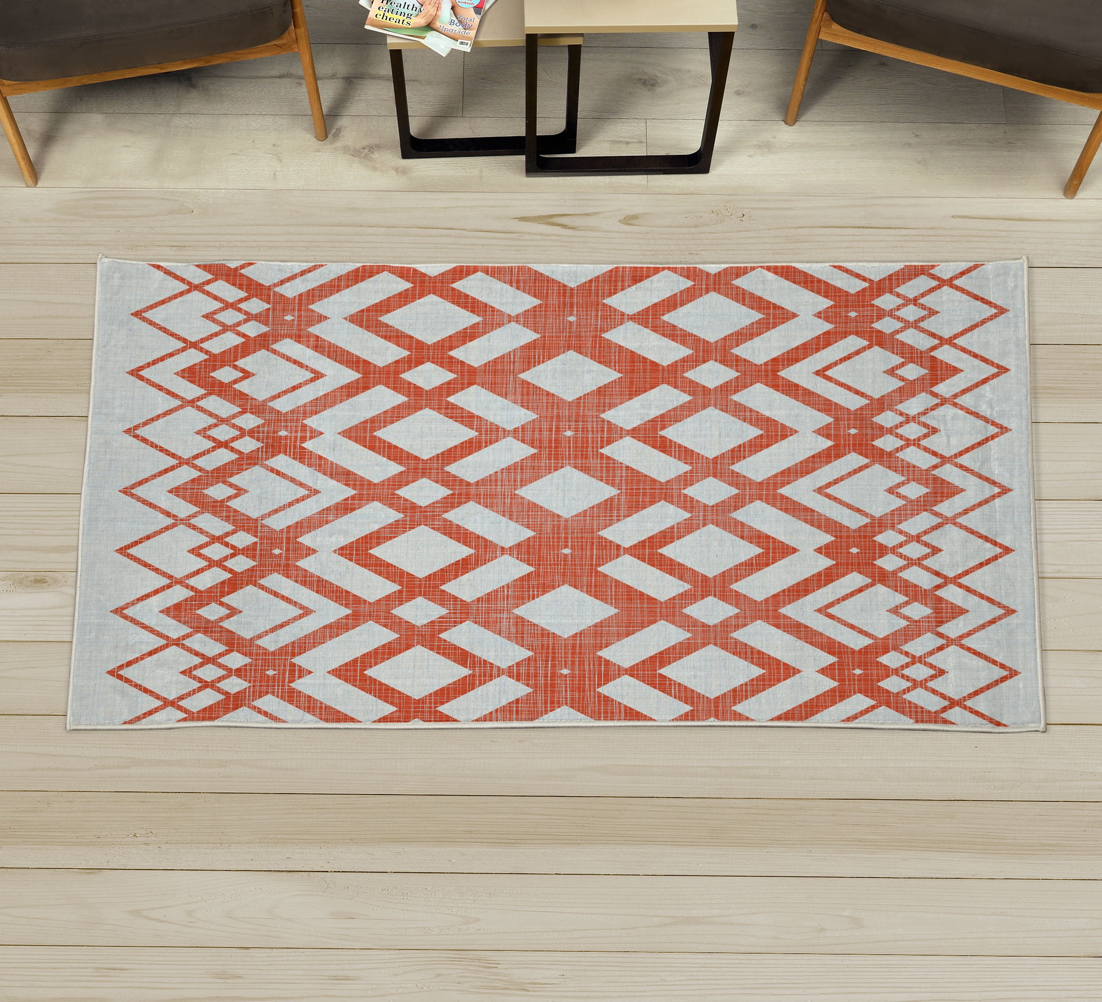 Chevron Decorative Rug, Vintage Overlapping Zigzag Lines Thin and Thick ...