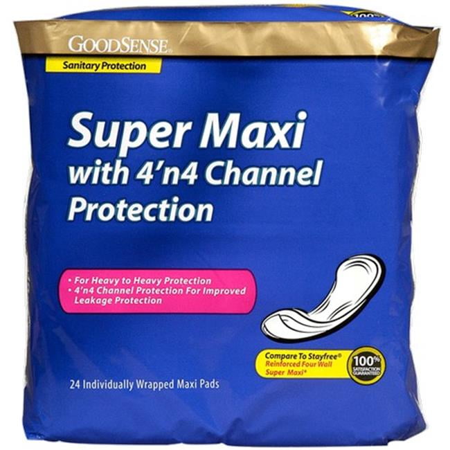 Good Sense Super Maxi with 4 & 4 Channel Protection Pad, 24 Count ...