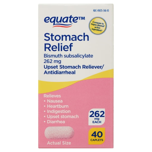 Equate Stomach Relief Caplets, 262 mg, 40 Count - Walmart Business