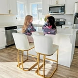 Summit Living 24 inch White & Gold Faux Leather Bar Stools Set of 4 ...