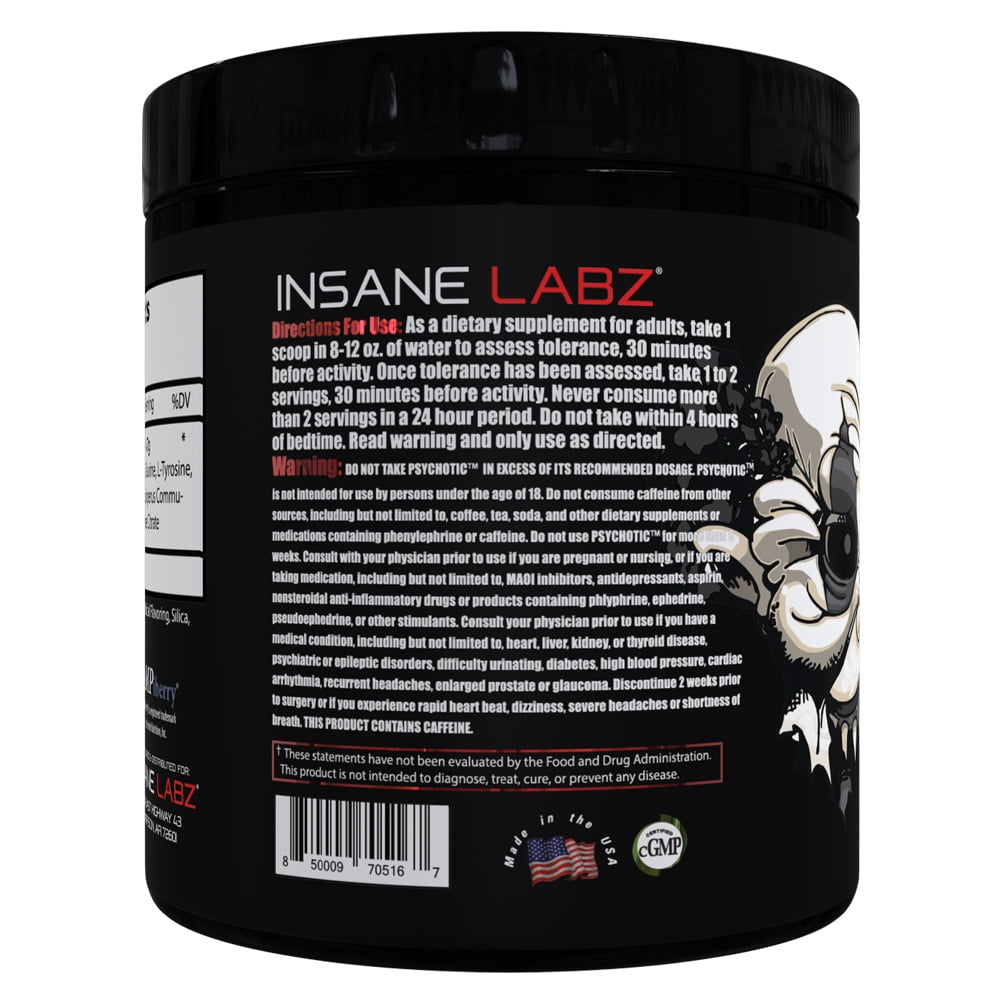 Insane Labz – Psychotic BLACK – Mid Stim Pre Workout Powder – Fruit Punch