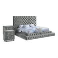 FOA Biron 3pc Gray Fabric Upholstered Bedroom Set - Queen + 2 ...