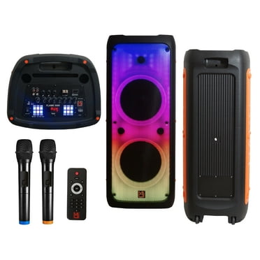"MR DJ Dual 15"" 3Way 5000W Portable Bluetooth DJ Speaker with MIC, USB ...
