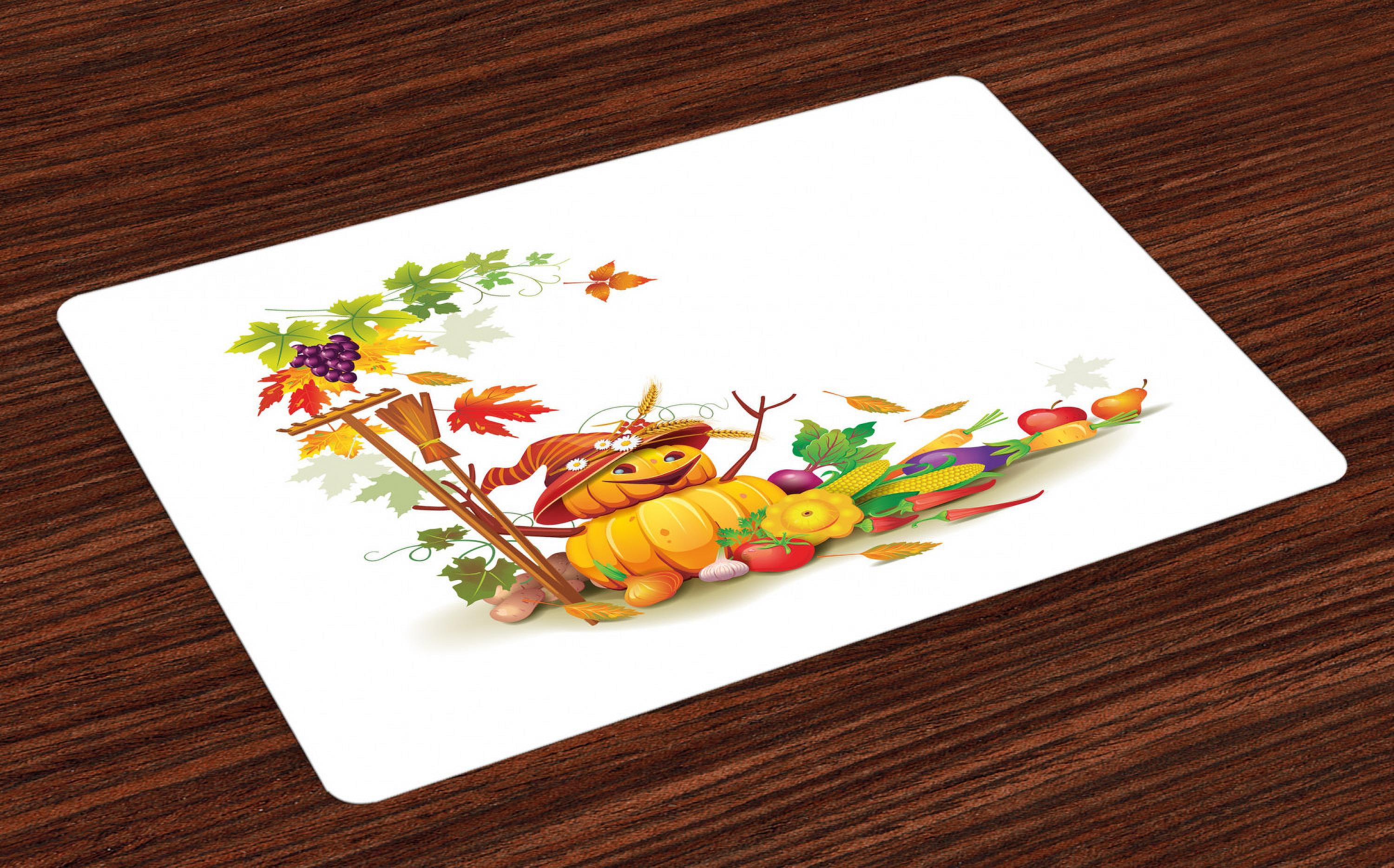 Ambesonne Thanksgiving Place Mats Set of 4, Autumn Harvest, Standard ...