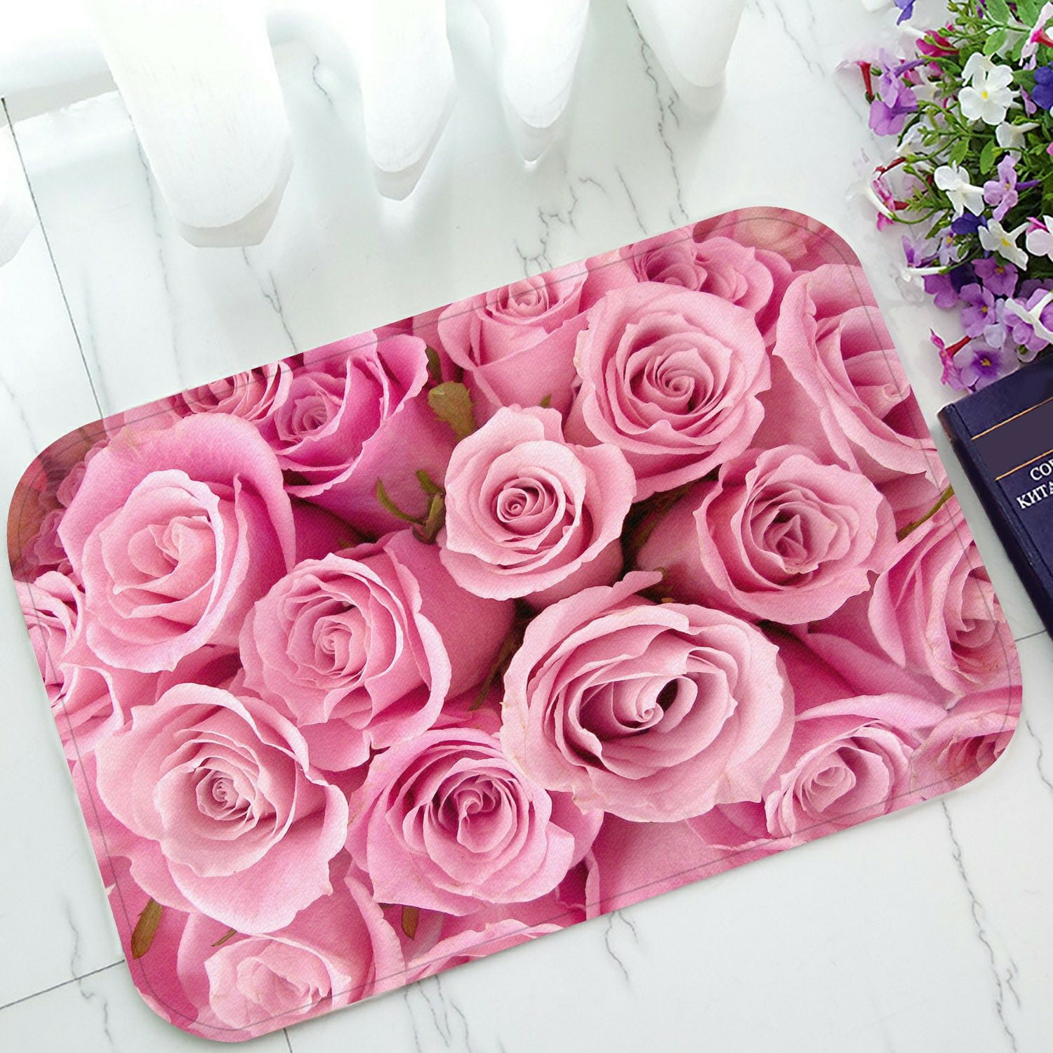 ECZJNT Bright pink roses Doormat Bath Mat Rug Entrance Rug Floor Mats ...