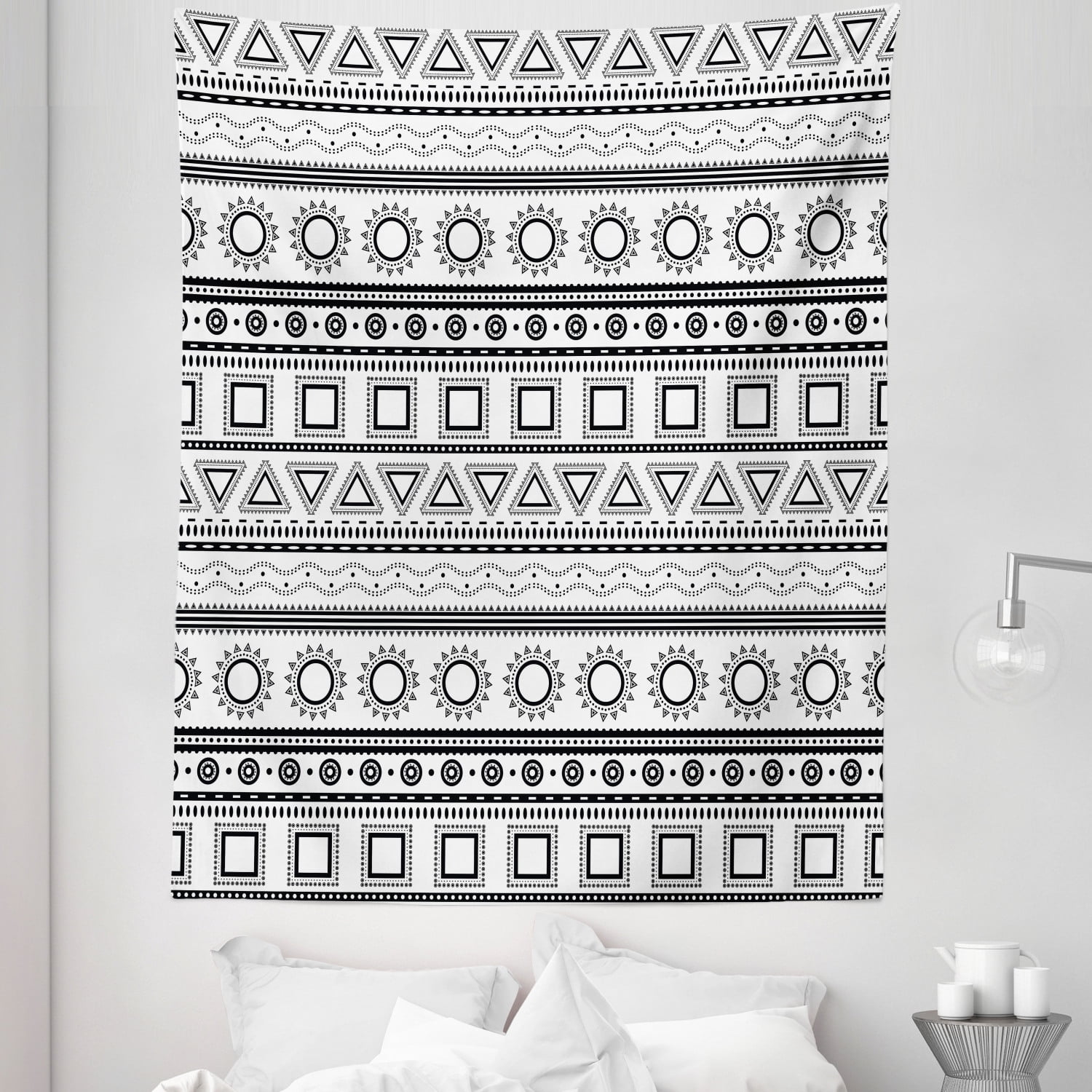 Prehistoric Tapestry, Borders Traditional Sun Triangles Squares Print ...