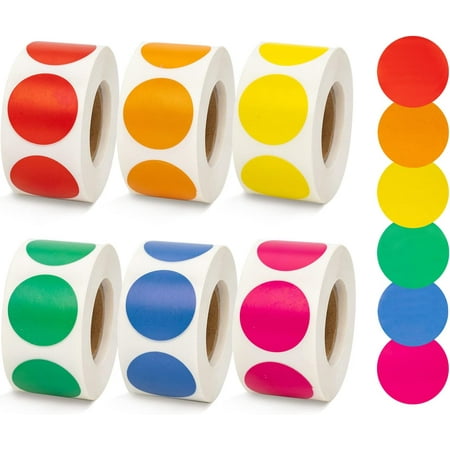 3000 Pcs 25mm Color Coding Labels Stickers Circle Colored Dot Stickers ...
