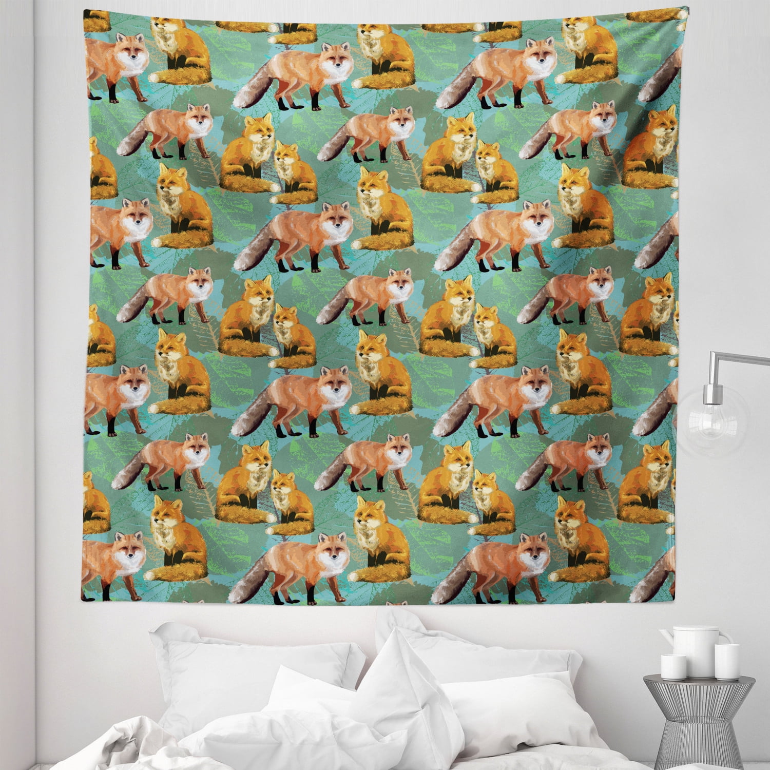 Animal Tapestry, Little Fox Jungle Smart Seamless Water Color Style of ...
