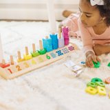 Melissa & Doug Counting Shape Stacker - Wooden Educational Toy With 55 ...