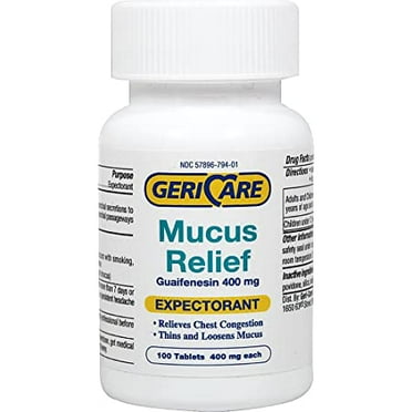 GeriCare Mucus Relief Medication - Guaifenesin 400mg Caplets, 100 Count ...