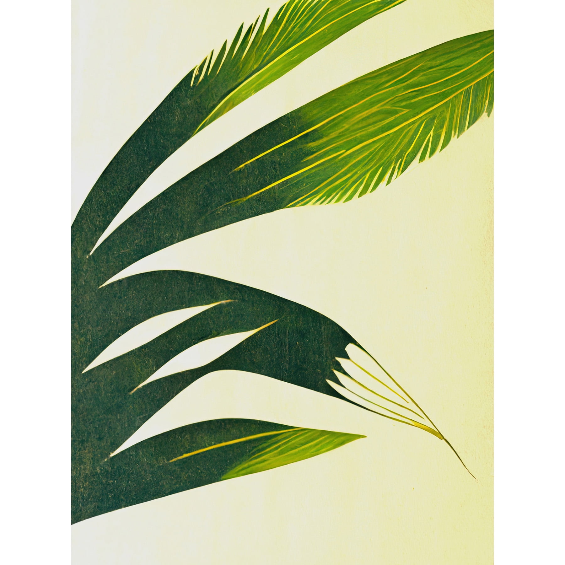Modern Abstract Fan Palm Tree Leaf Illustration Unframed Wall Art Print ...