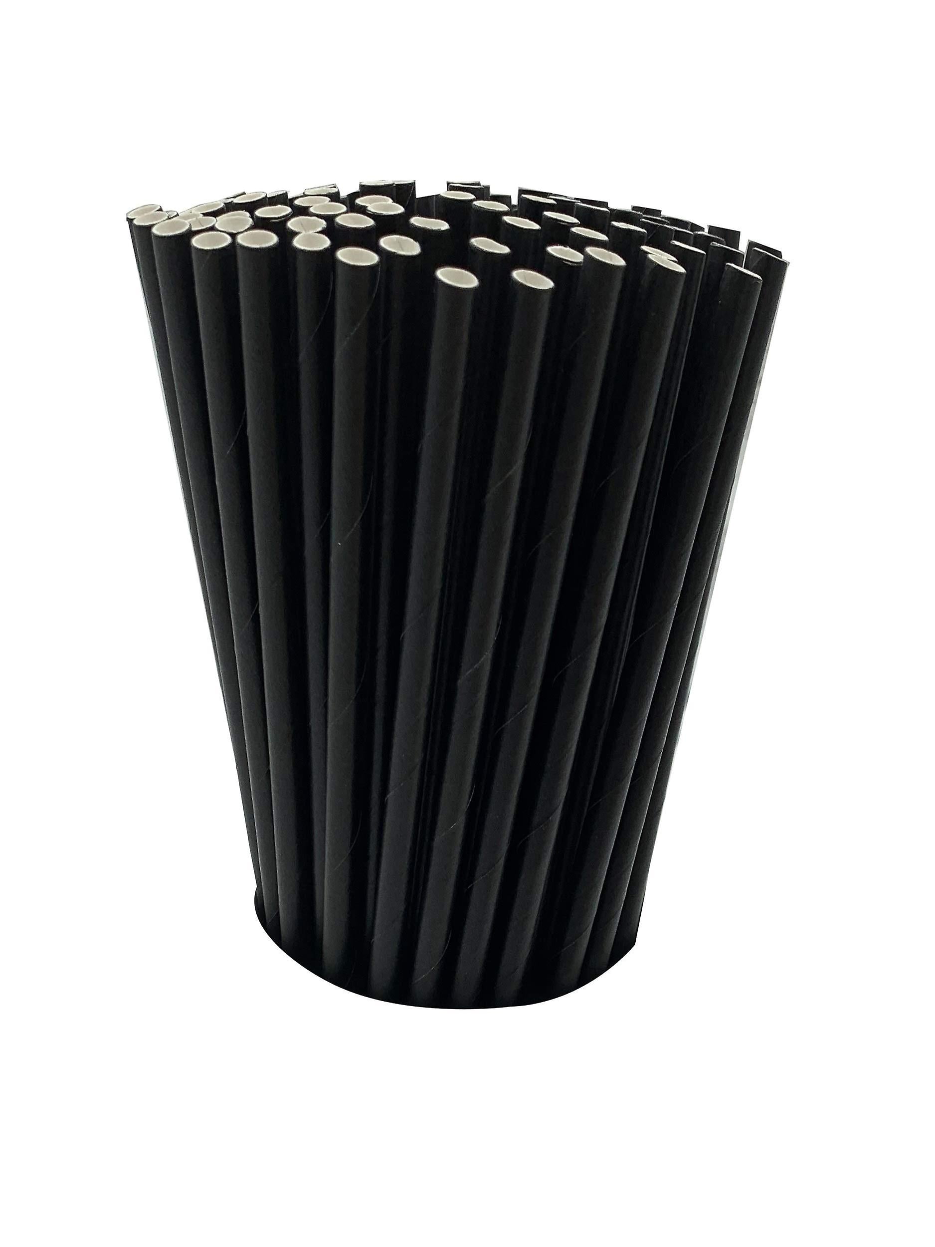 100 pajitas ecológicas biodegradables negras para fiestas, 19,7 x 0,6 ...