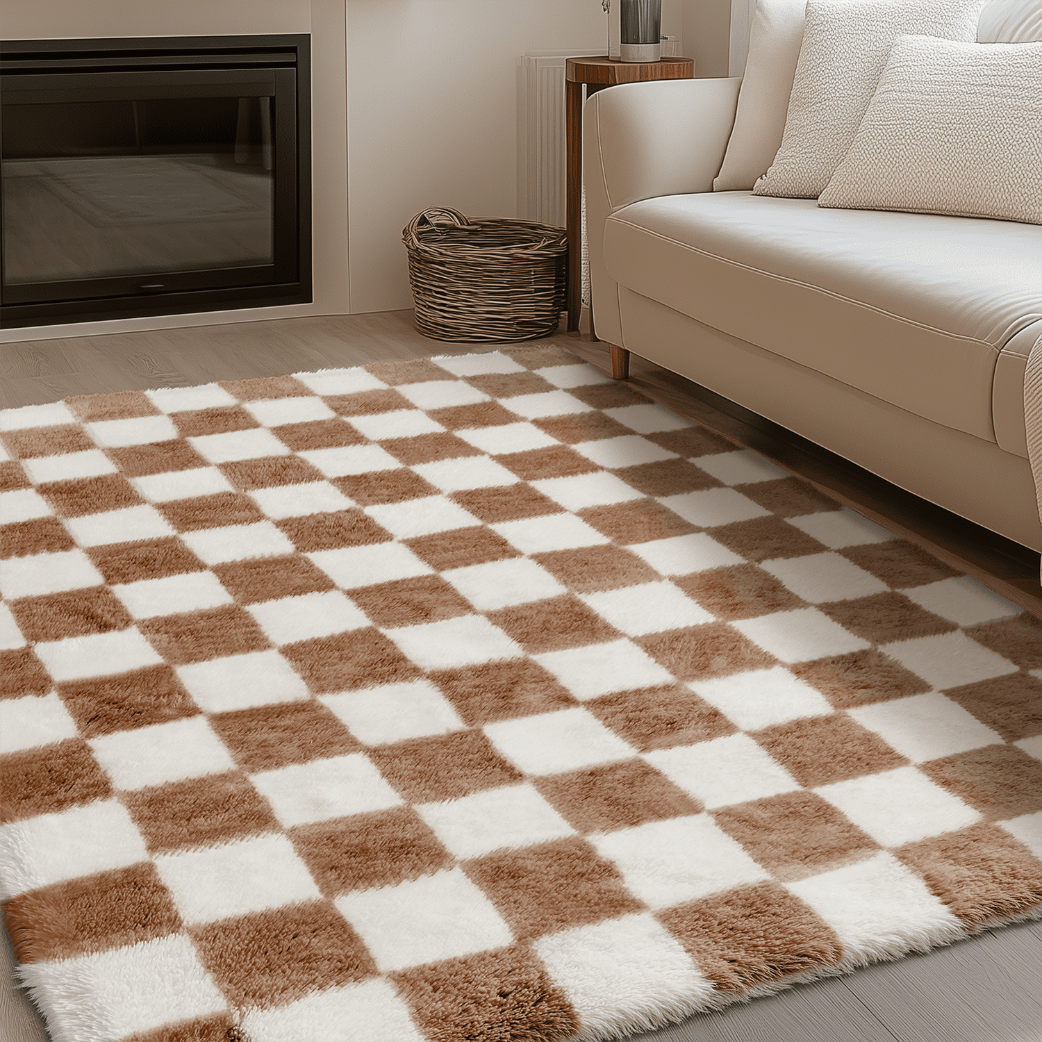 BERTHMEER 5'×8' Ultra-Soft Checkered Area Rugs Carpets for Bedroom ...