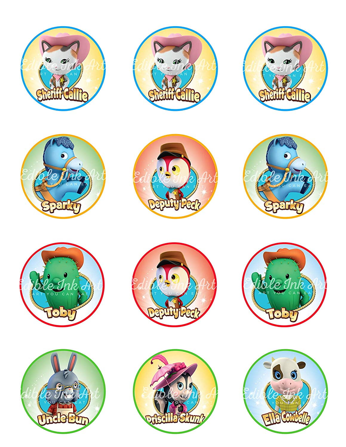 Sheriff Callie Wild West Disney Edible Cupcake Toppers (12 Images ...