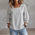 thefmos Women Summer Fall Square Neck 3/4 Sleeve Button Down Striped ...