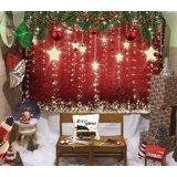 8x6FT Red Christmas Backdrop Christmas Background Sparkling Stars ...