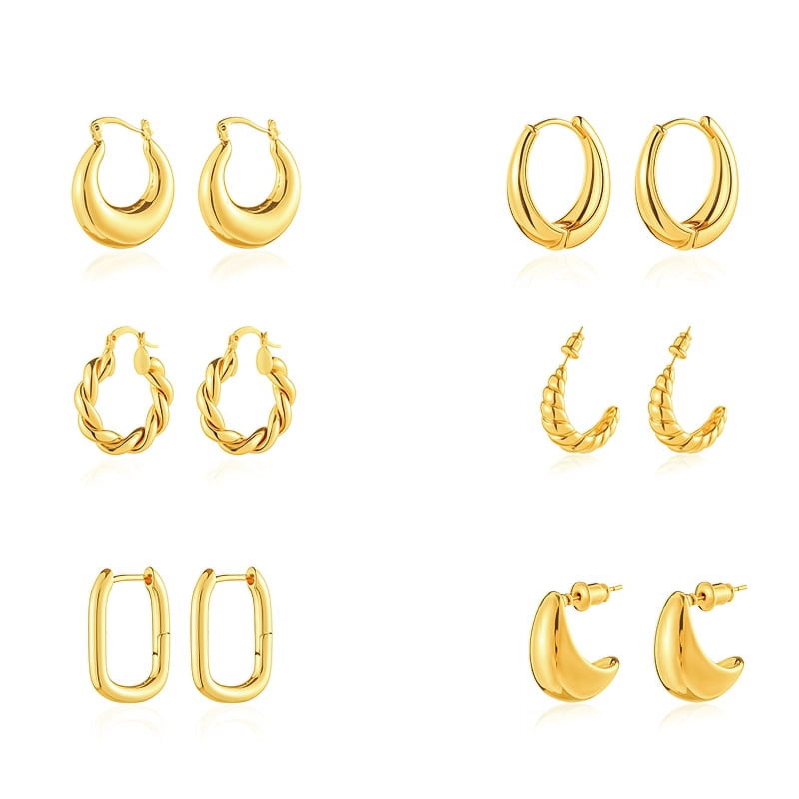 Click here for Vorcoy 6 Pairs Gold Hoop Earrings For Women Lightw... prices