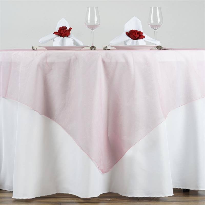 Efavormart Rose Quartz Organza Square Tablecloth Overlay 60" x 60 ...