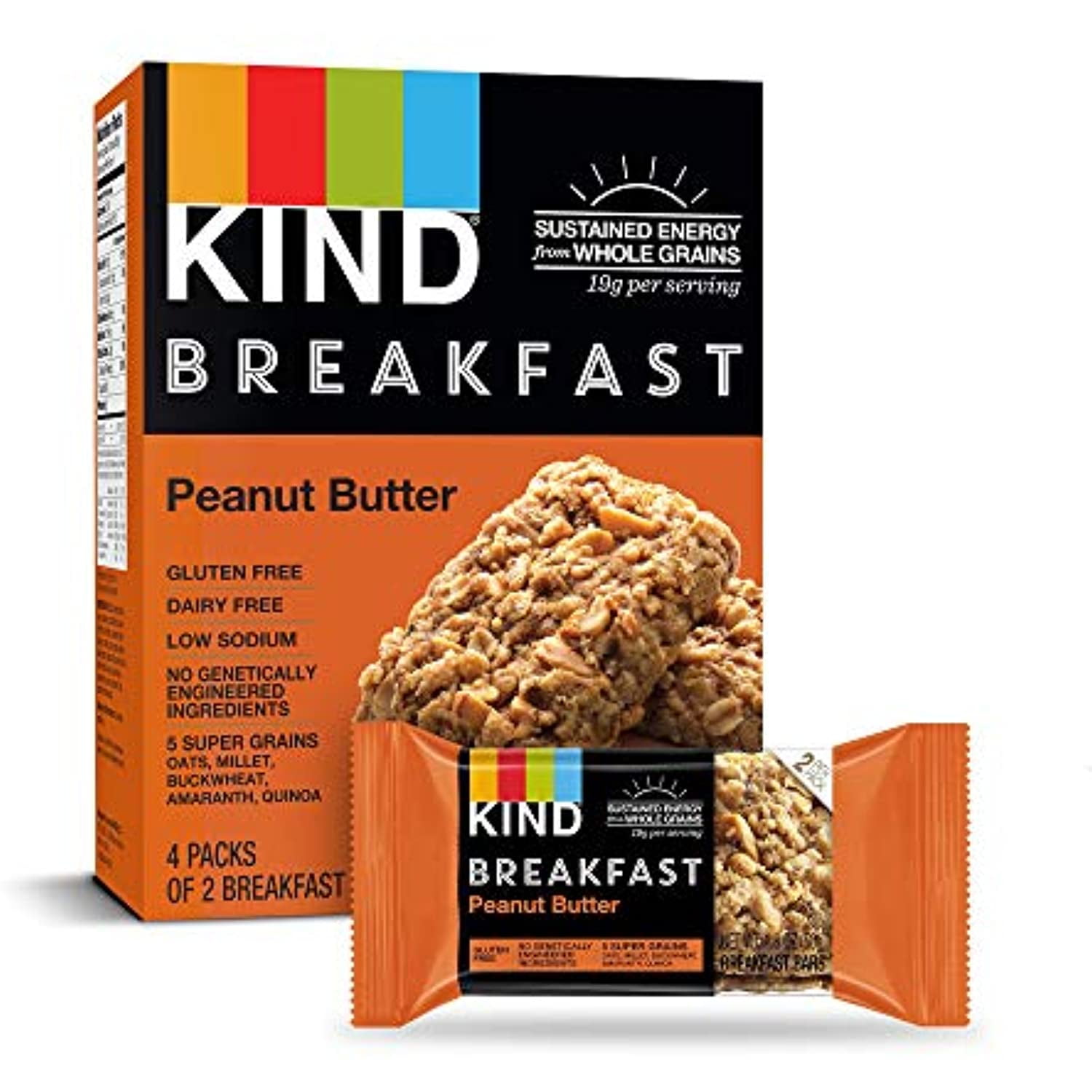 Kind Breakfast Bars, Peanut Butter, Gluten Free, 1.8Oz, 16 Count ...