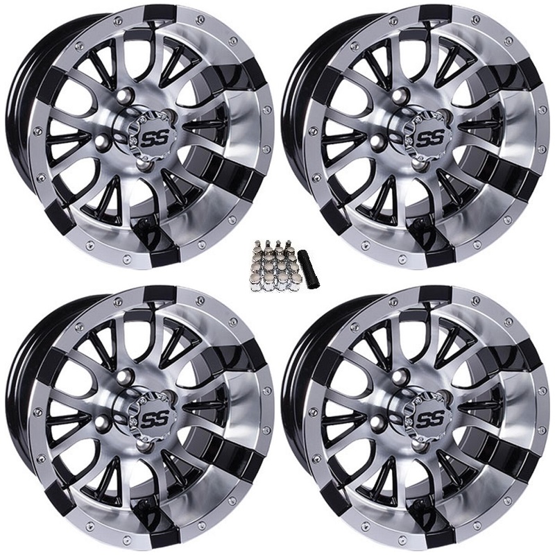 GTW Diesel 12" Golf Cart Wheels/Rims Machined E-Z-GO & Club Car ...