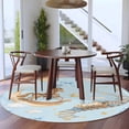 Blue Cartoon Round Area Rug 5Ft Washable Circle Rugs for Living Room ...