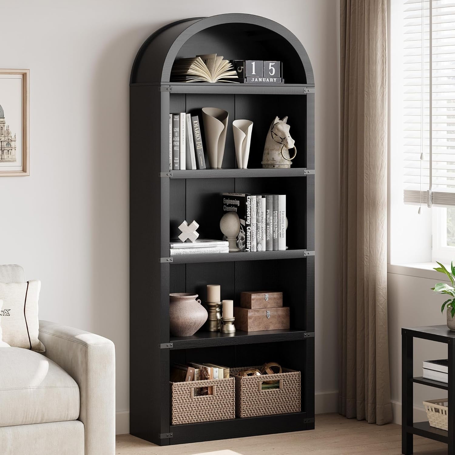 Click here for Ktenme 2025 New 5 Shelf Arched Bookshelf  71.65in... prices