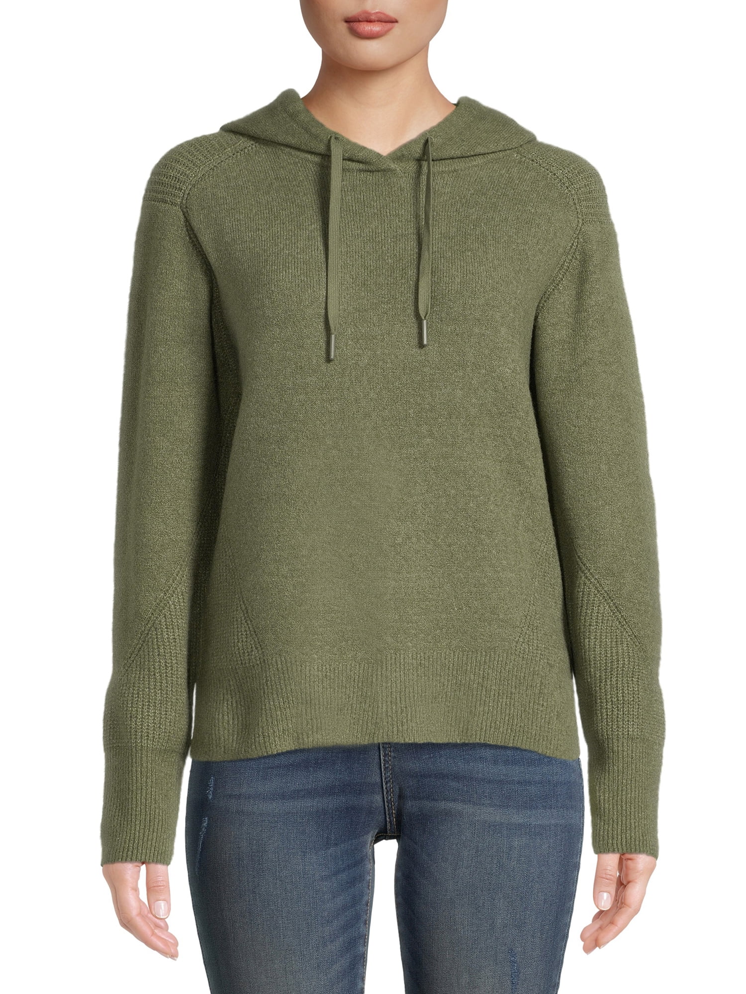 Time and Tru Women's Textured Hoodie Sweater - Walmart.com