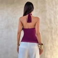 2026 Summer New Fashion High-End Women's Purple Halter Neck Ruffled Top ...
