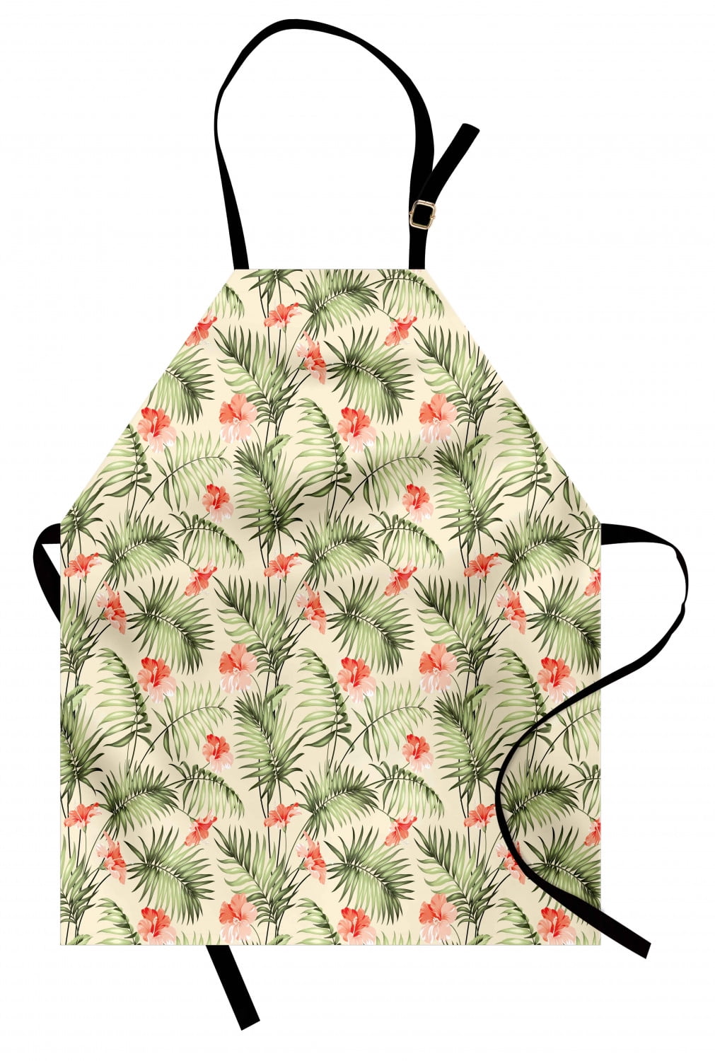 Leaf Apron Hawaiian Aloha Nature Pattern with Rainforest Elements Palm ...