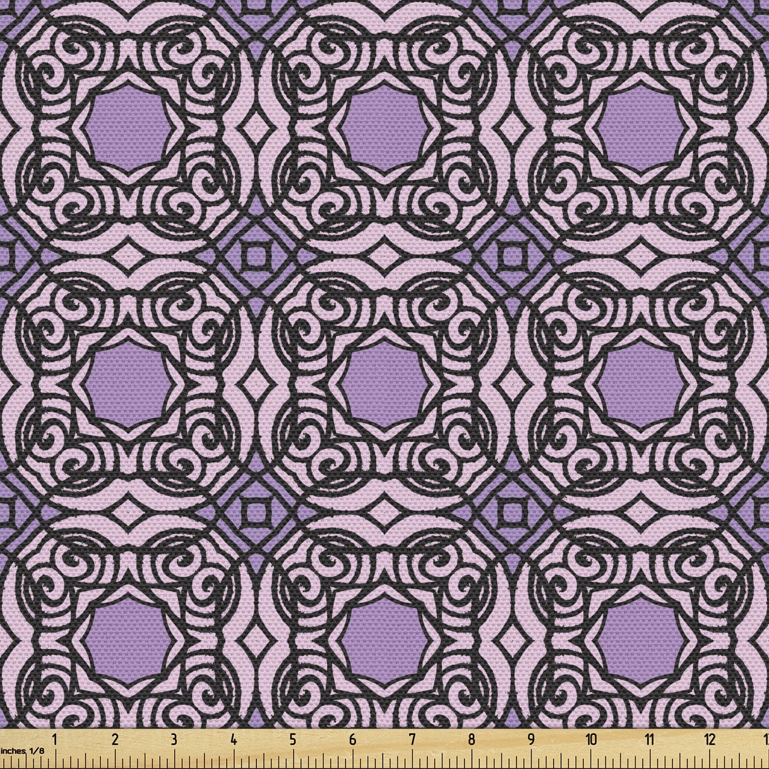 Art Deco Fabric by the Yard, Minimal Grid Form of Continuous Curvy ...