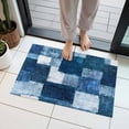 Blue Patchwork Door Mat 18x30 Inch Modern Abstract Dark Blue Patchwork ...