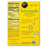 4C Lemonade Flavor Powder Drink Mix Packets, Sugar Free, Singles Stix ...