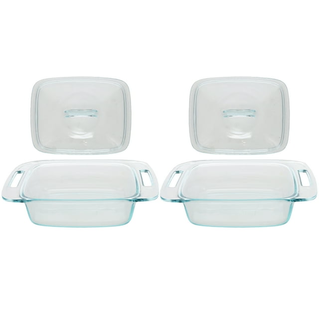 Pyrex C-024 2qt/1.9L Easy Grab Glass Casserole Dish and C-624 Glass ...