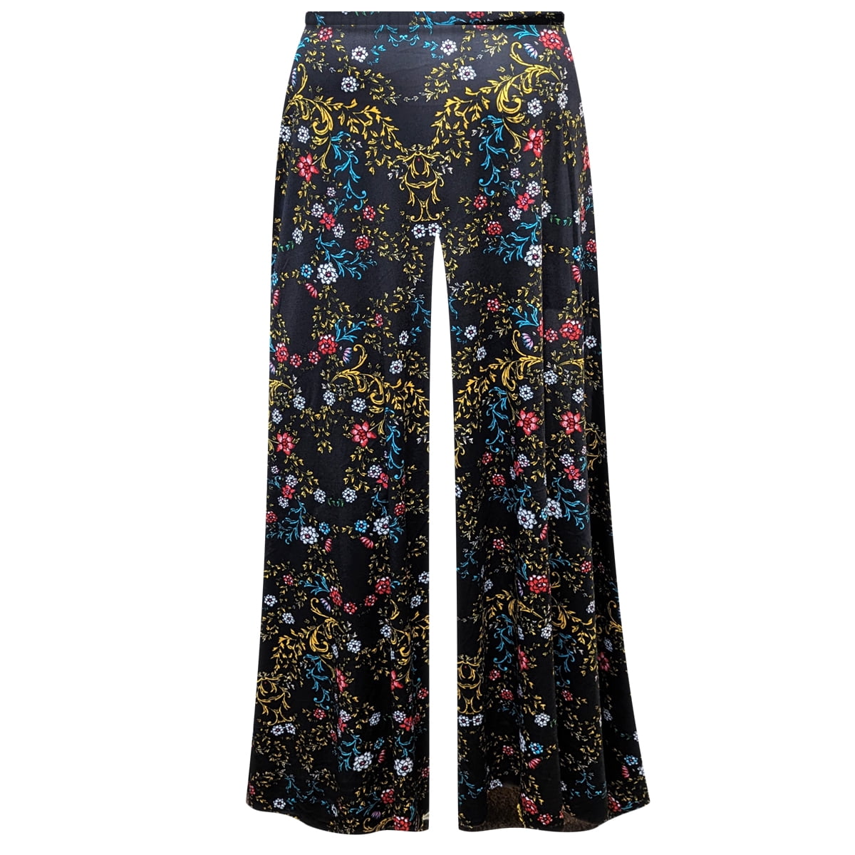 Plus size 5x Petite Golden Leaf Designer Print Slinky Palazzo Pants ...