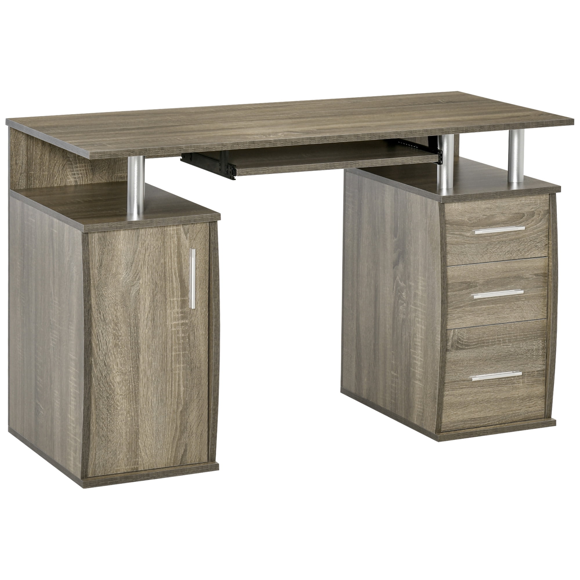 HOMCOM 47" Computer Desk with Keyboard Tray and Storage Drawers, Home ...