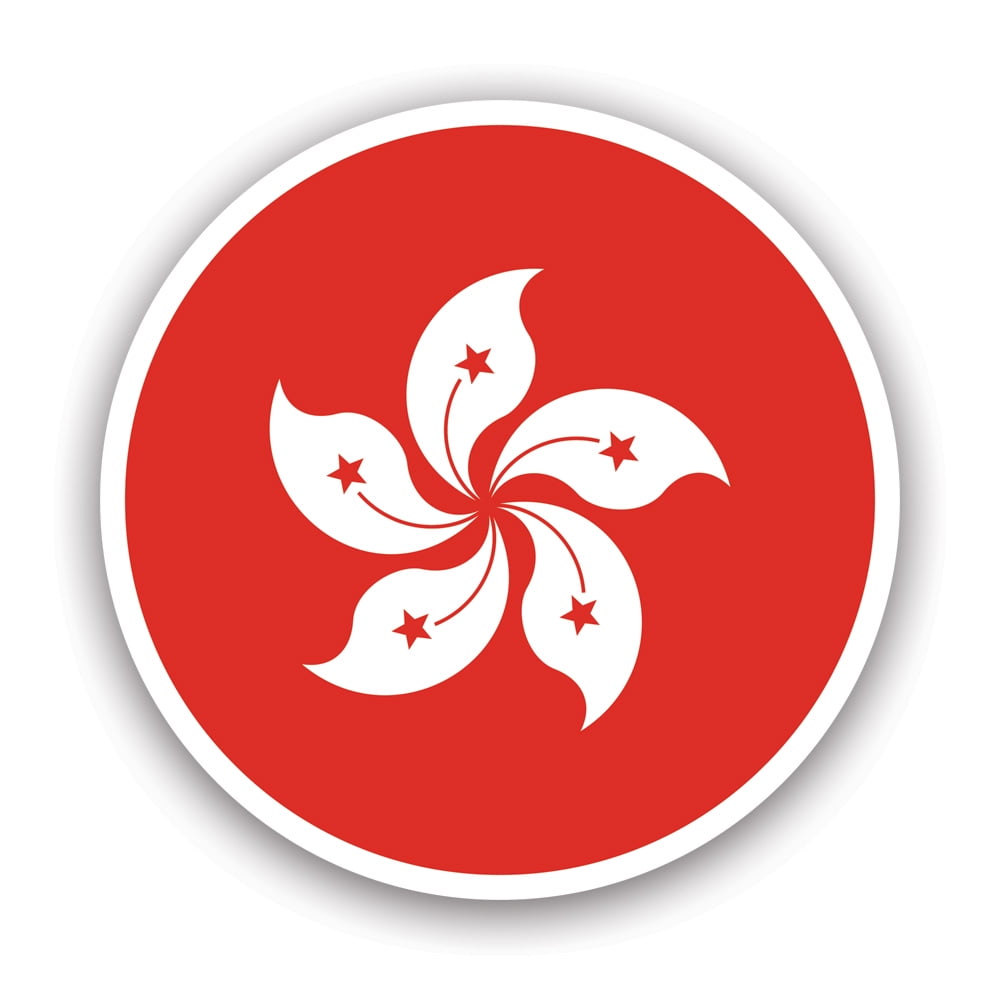 Hong Kong Round Flag Sticker Decal - Self Adhesive Vinyl - Weatherproof ...