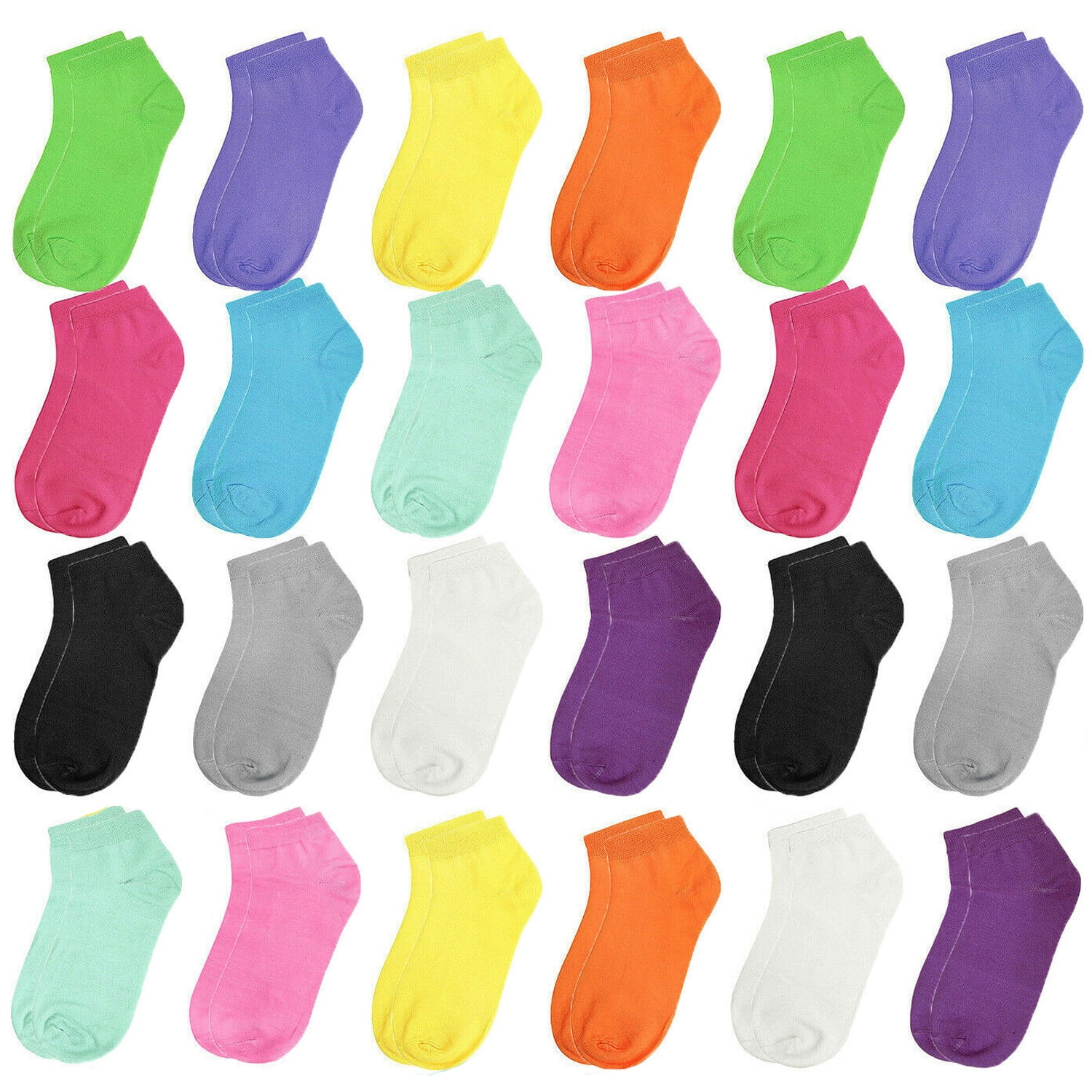 Falari 12/24 Pairs Assorted Color Girl Toddler Kids Socks (24-Pack, 6 ...