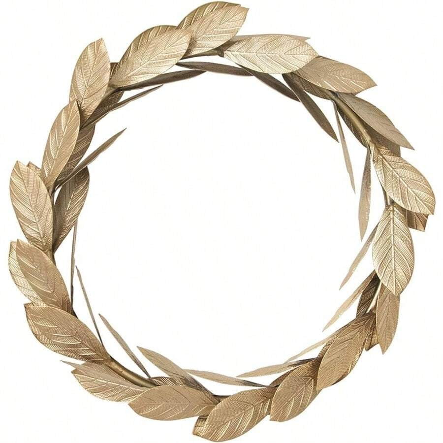 Click here for Na Na Gold Leaves Metal Wreath Wall Decor Front Do... prices