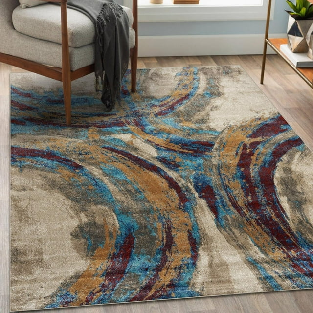 Luxe Weavers Abstract Multicolor 5x7 Area Rug Modern Geometric Carpet ...