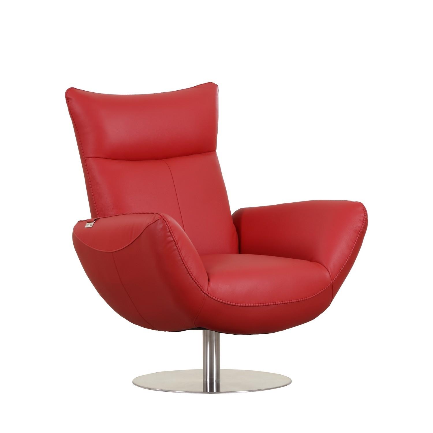 RED Italian Top Grain Leather Swivel Lounge Chair C74-RED-CH Global ...